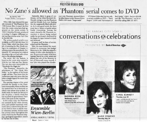 The Phantom Serial VHS & DVD – USA