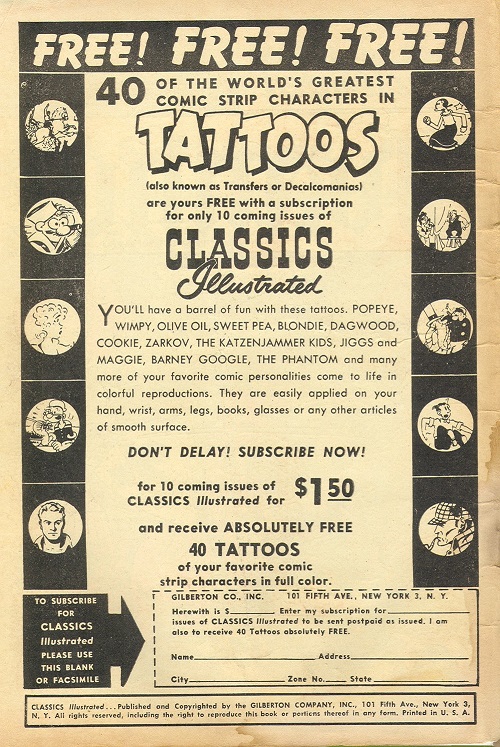 Classic Comics Tattoo