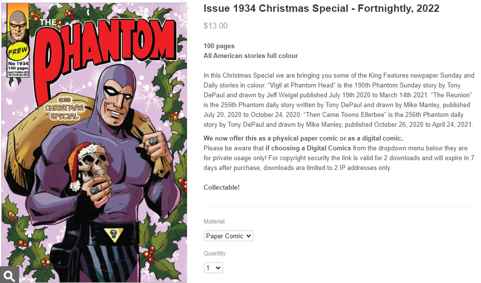 Frew Publications Introduce Digital Phantom Comics